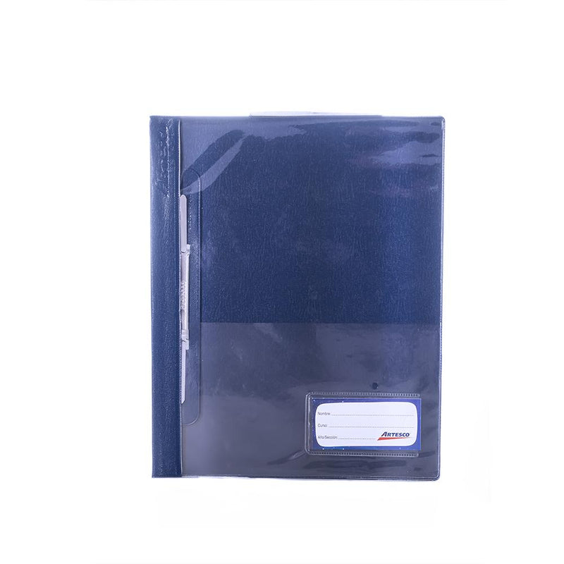 Folder tapa transparente A4 con fastener color azul Artesco - Ofimarket
